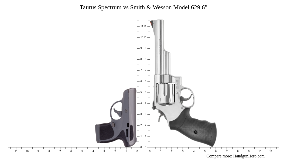 Taurus Spectrum vs Smith & Wesson Model 629 6" size comparison ...