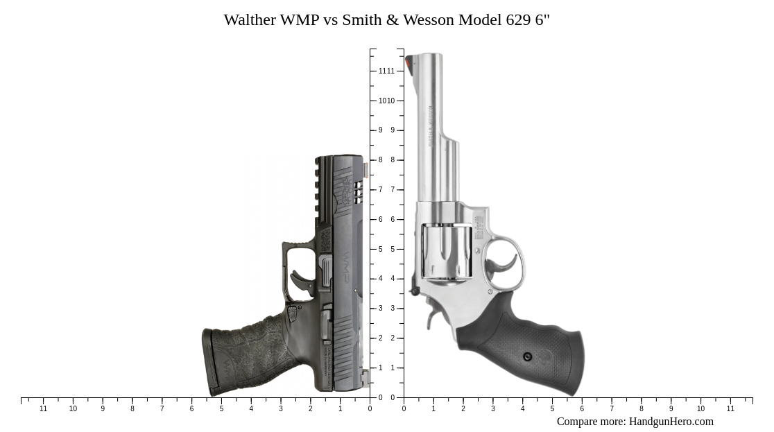 Walther WMP vs Smith & Wesson Model 629 6" size comparison | Handgun Hero