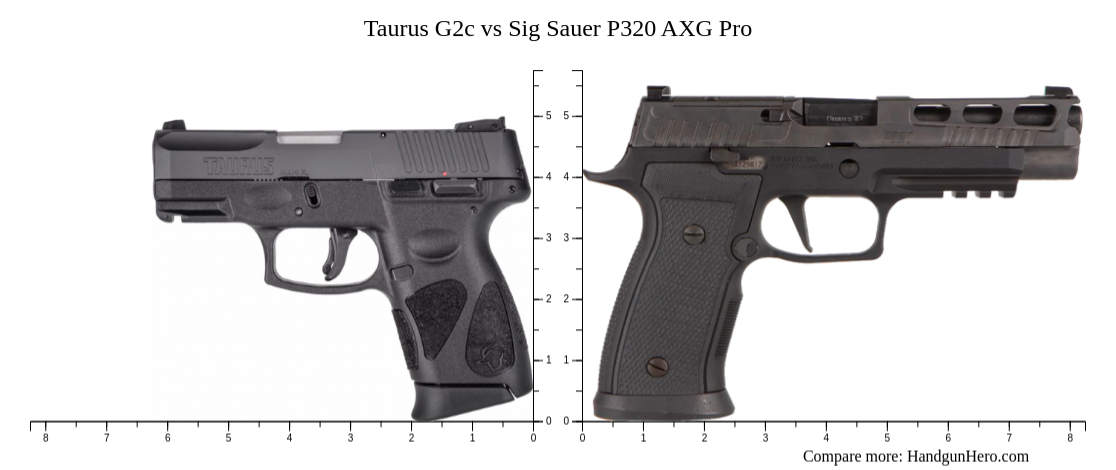 Taurus G2c vs Sig Sauer P320 AXG Pro size comparison | Handgun Hero