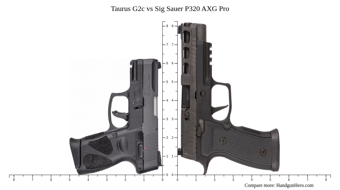 Taurus G2c vs Sig Sauer P320 AXG Pro size comparison | Handgun Hero