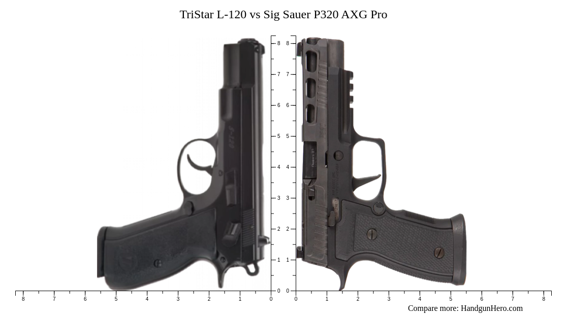 TriStar L-120 vs Sig Sauer P320 AXG Pro size comparison | Handgun Hero