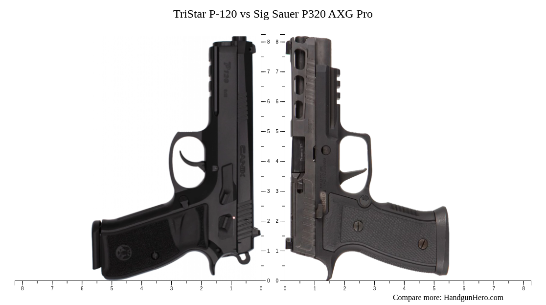 TriStar P-120 vs Sig Sauer P320 AXG Pro size comparison | Handgun Hero