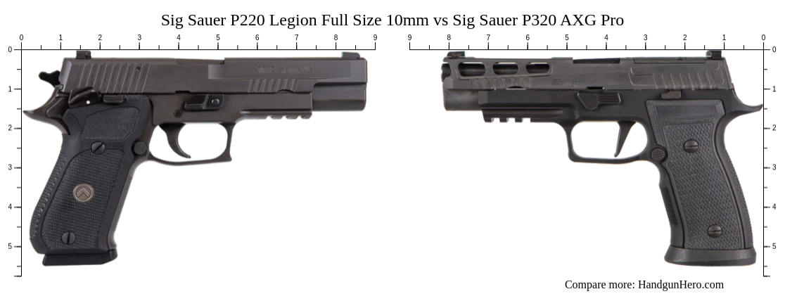 Sig Sauer P220 Legion Full Size 10mm vs Sig Sauer P320 AXG Pro size ...