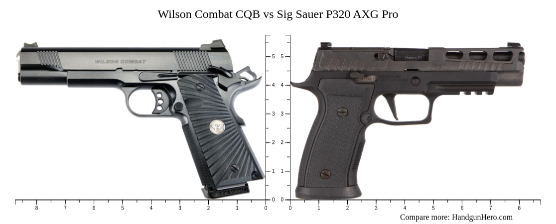 Wilson Combat CQB vs Sig Sauer P320 AXG Pro size comparison | Handgun Hero