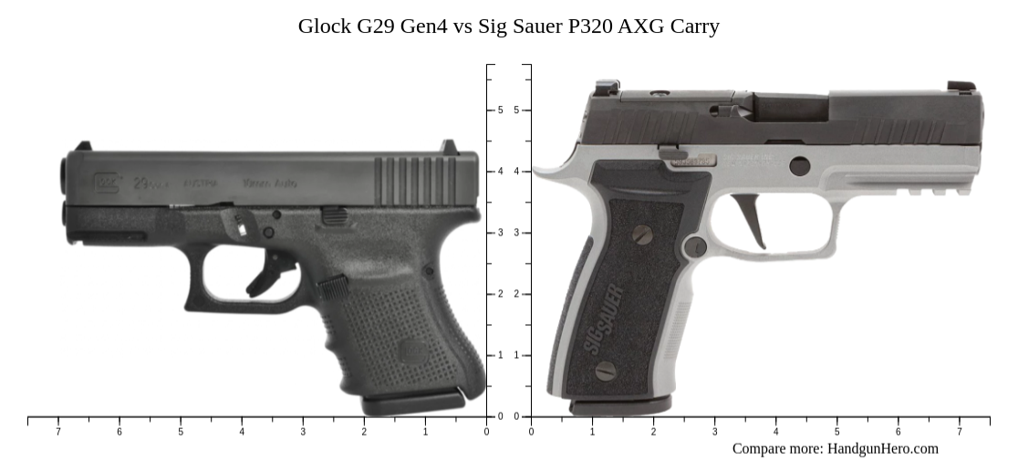Glock G29 Gen4 vs Sig Sauer P320 AXG Carry size comparison | Handgun Hero