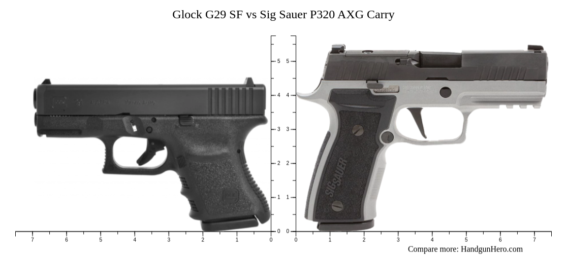 Glock G29 SF vs Sig Sauer P320 AXG Carry size comparison | Handgun Hero
