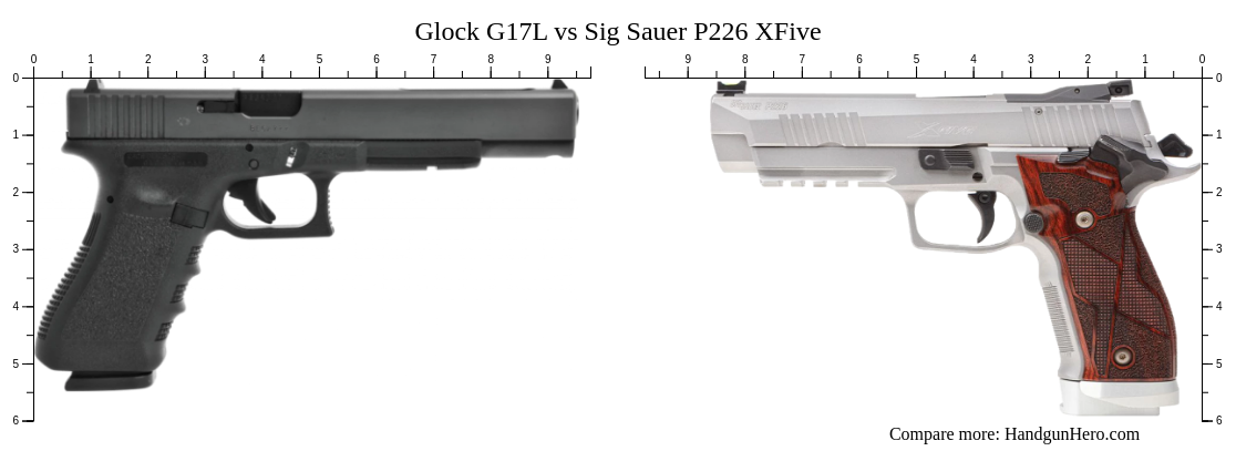 Glock G17L vs Sig Sauer P226 XFive size comparison | Handgun Hero