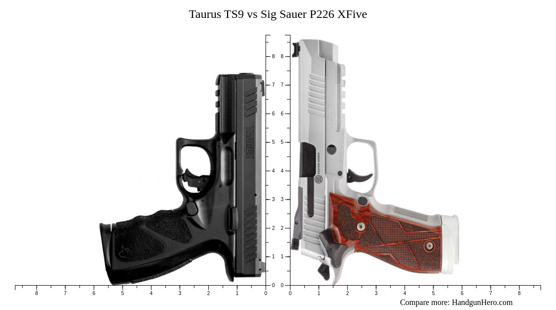 Taurus TS9 vs Sig Sauer P226 XFive size comparison | Handgun Hero