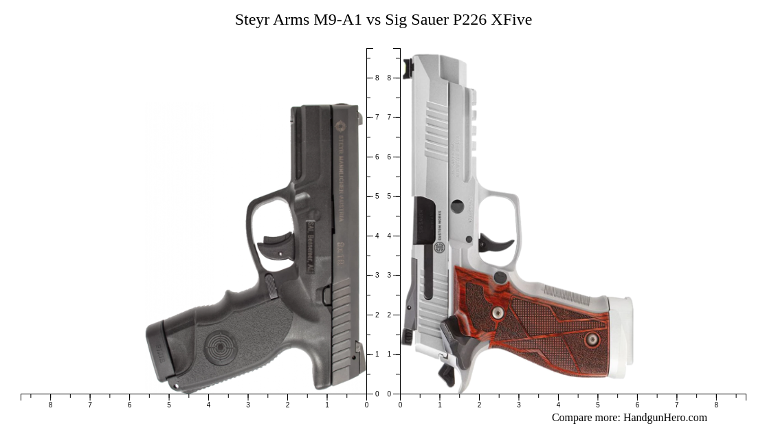 Steyr Arms M9-A1 vs Sig Sauer P226 XFive size comparison | Handgun Hero