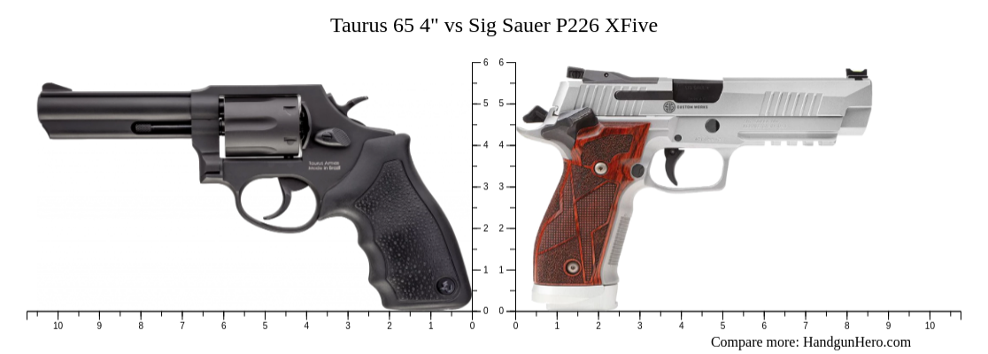 Taurus 65 4" vs Sig Sauer P226 XFive size comparison | Handgun Hero
