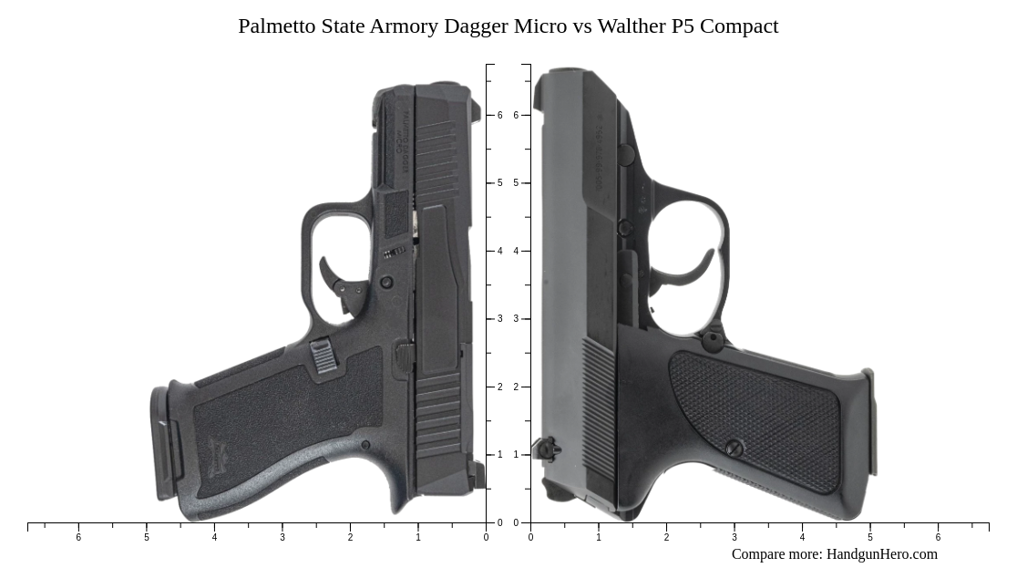 Palmetto State Armory Dagger Micro vs Walther P5 Compact size ...