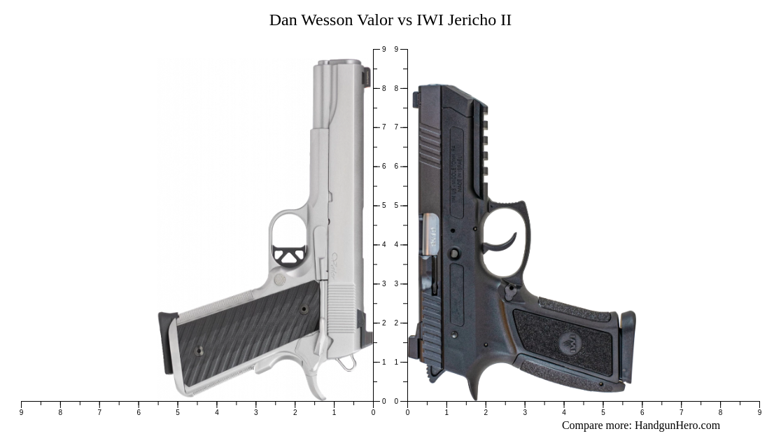 Dan Wesson Valor vs IWI Jericho II size comparison | Handgun Hero