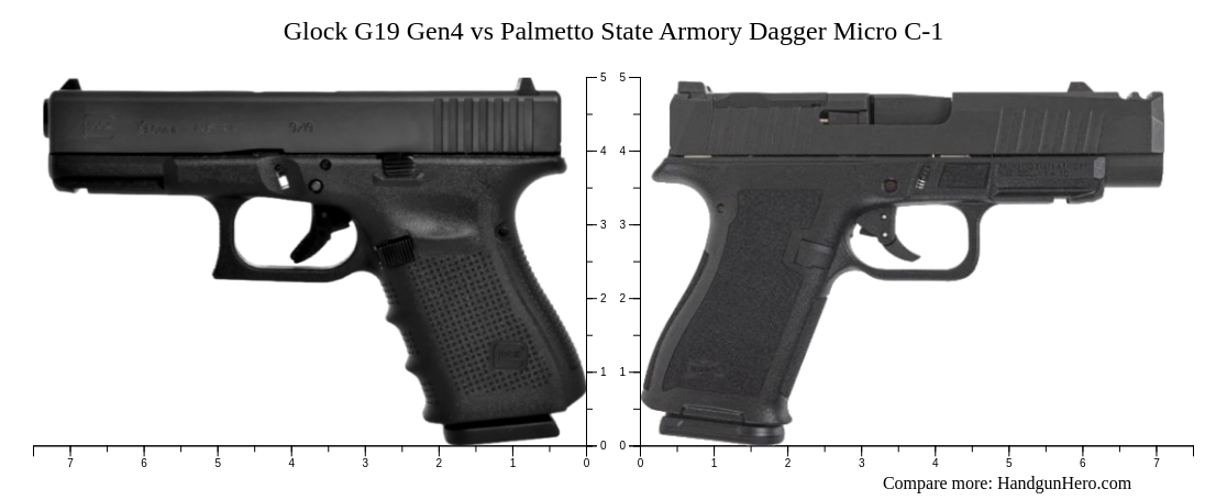 Glock G19 Gen4 vs Palmetto State Armory Dagger Micro C-1 size ...