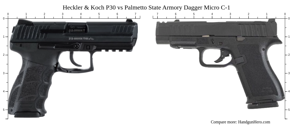Heckler & Koch P30 vs Palmetto State Armory Dagger Micro C-1 size ...