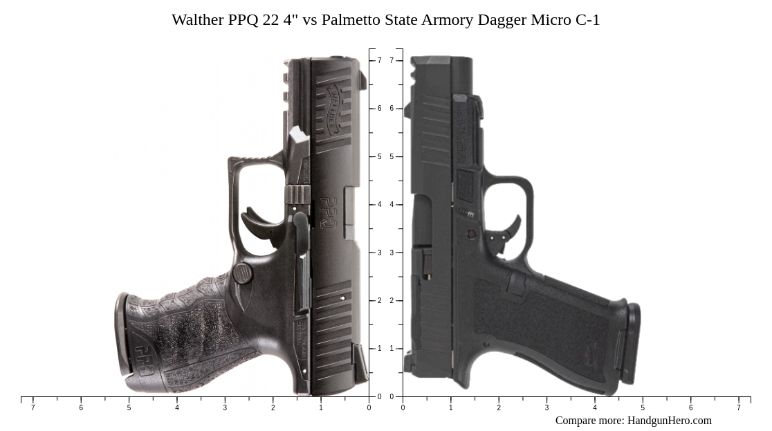 Walther PPQ 22 4" vs Palmetto State Armory Dagger Micro C-1 size ...