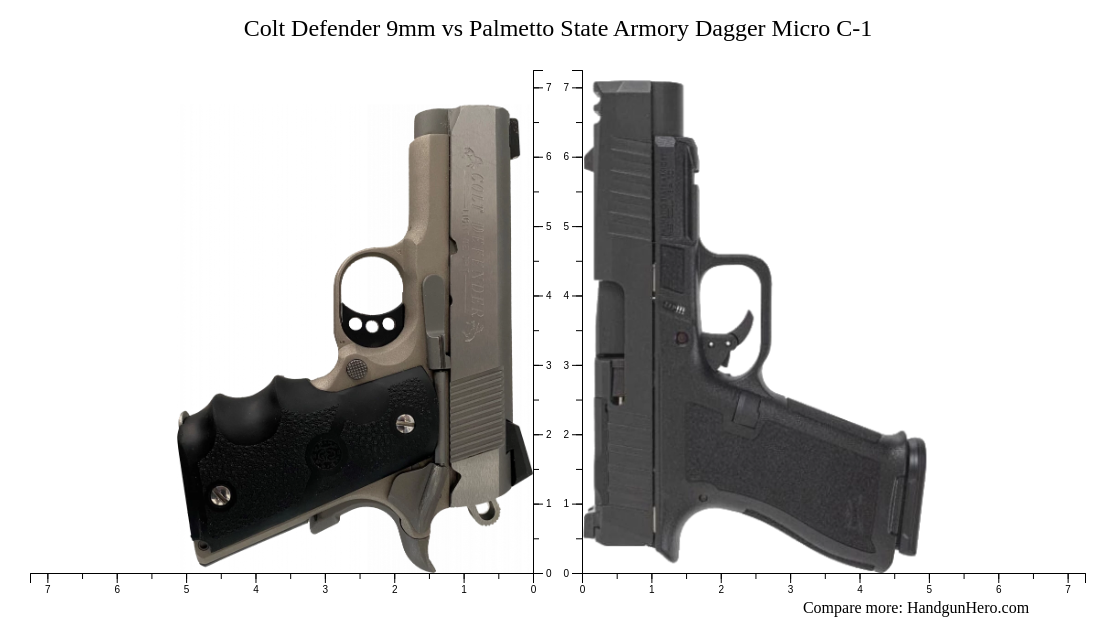 Colt Defender 9mm vs Palmetto State Armory Dagger Micro C-1 size ...