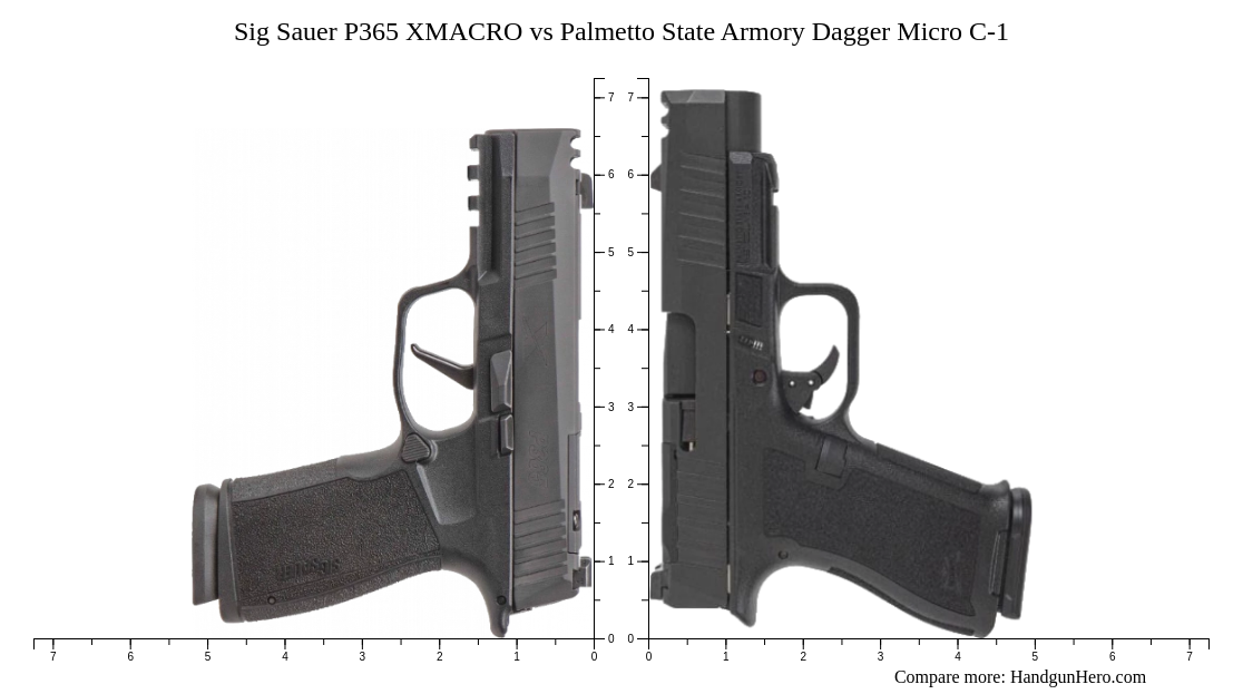 Sig Sauer P365 XMACRO vs Palmetto State Armory Dagger Micro C-1 size ...