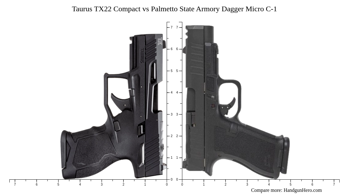 Taurus TX22 Compact vs Palmetto State Armory Dagger Micro C-1 size ...