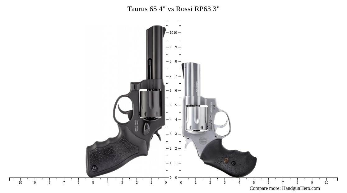 Taurus 65 4" vs Rossi RP63 3" size comparison | Handgun Hero