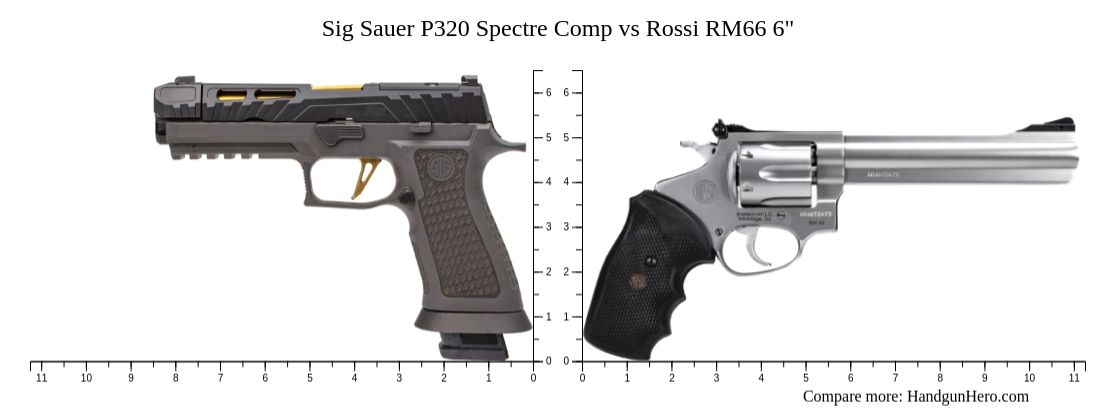 Sig Sauer P320 Spectre Comp vs Rossi RM66 6" size comparison | Handgun Hero