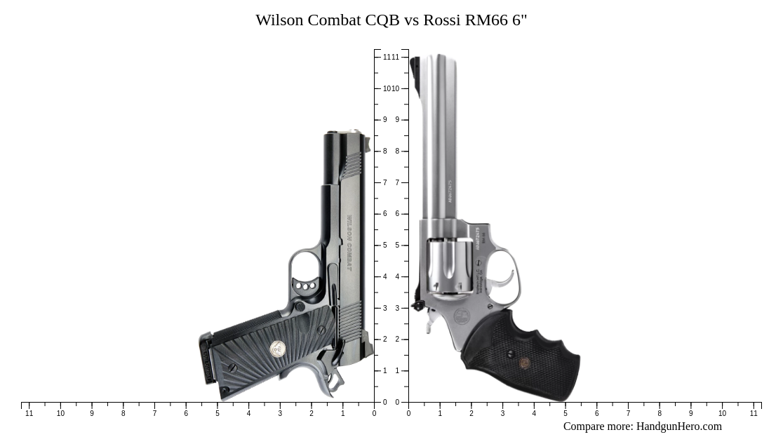 Wilson Combat CQB vs Rossi RM66 6" size comparison | Handgun Hero