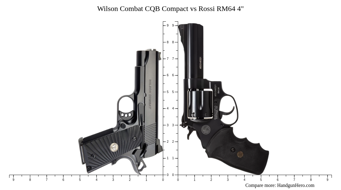 Wilson Combat CQB Compact vs Rossi RM64 4" size comparison | Handgun Hero