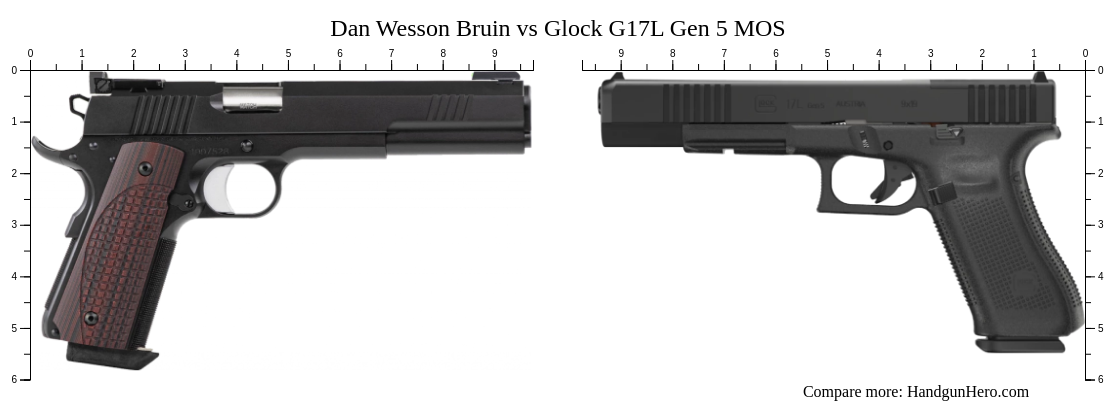 Dan Wesson Bruin vs Glock G17L Gen 5 MOS size comparison | Handgun Hero