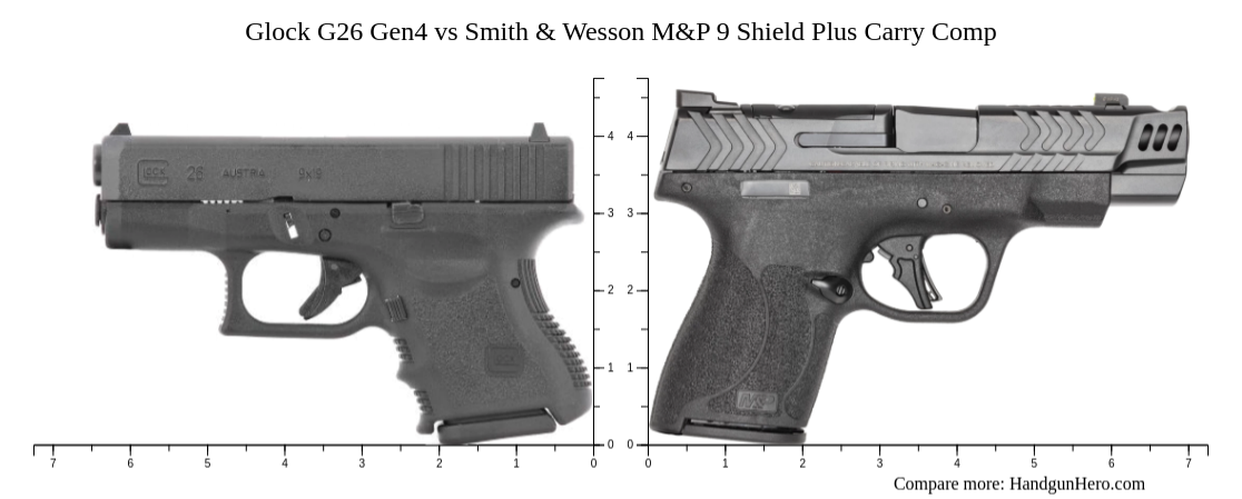 Glock G26 Gen4 vs Smith & Wesson M&P 9 Shield Plus Carry Comp size ...