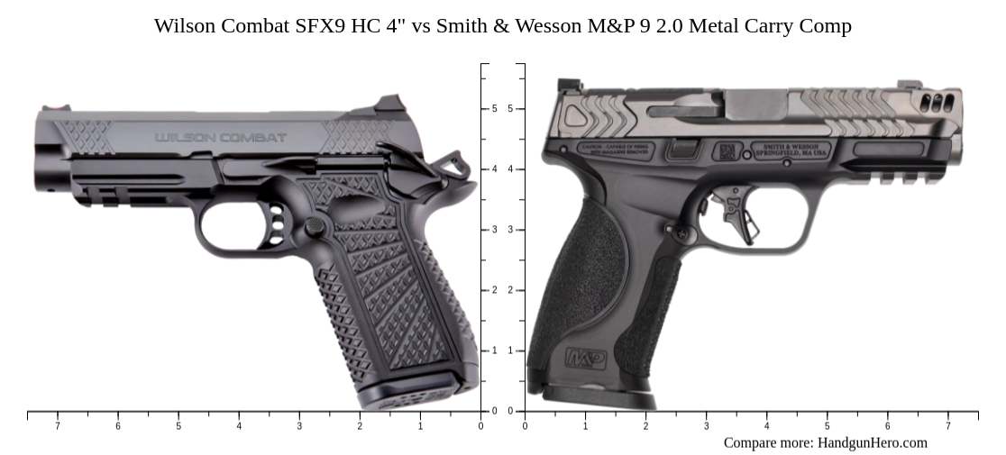 Wilson Combat SFX9 HC 4" vs Smith & Wesson M&P 9 2.0 Metal Carry Comp size comparison | Handgun Hero