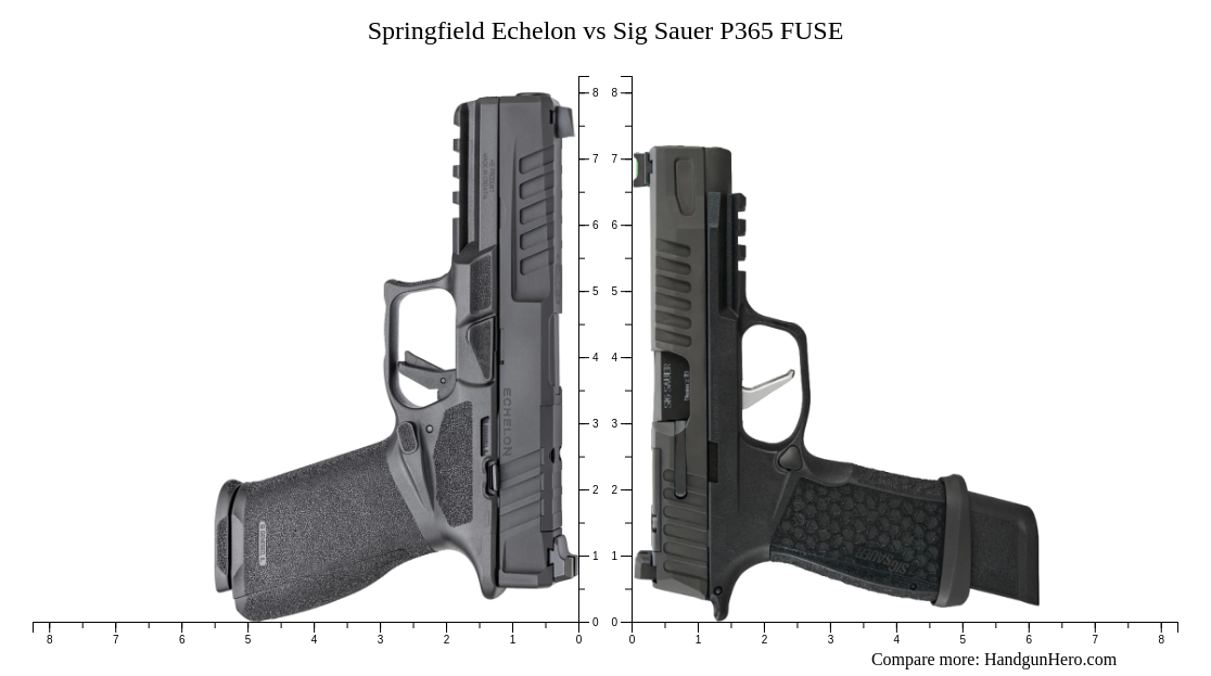 Springfield Echelon vs Sig Sauer P365 FUSE size comparison | Handgun Hero