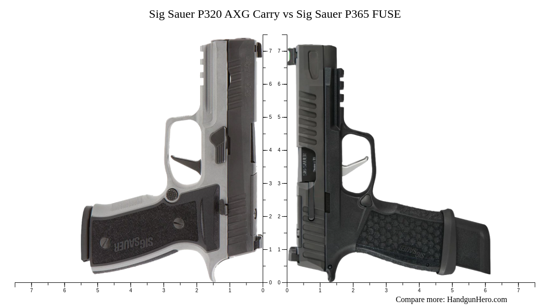 Sig Sauer P320 AXG Carry vs Sig Sauer P365 FUSE size comparison | Handgun Hero