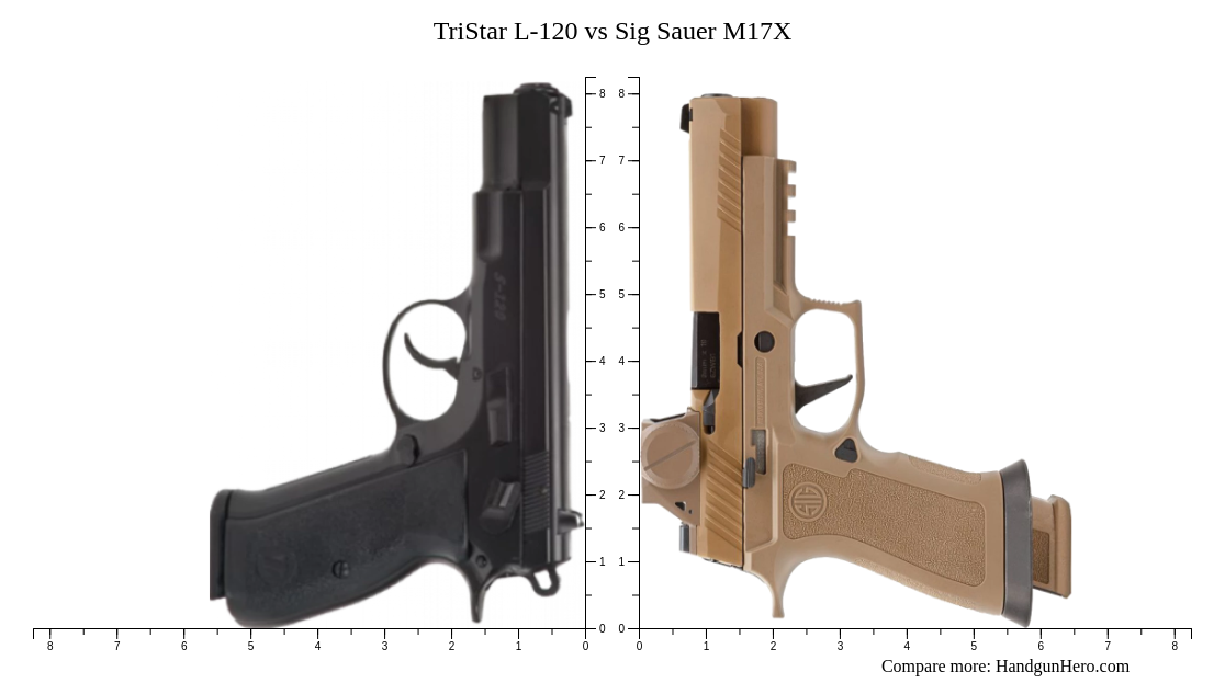 TriStar L-120 vs Sig Sauer M17X size comparison | Handgun Hero