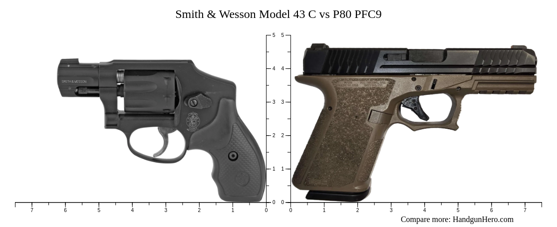 Smith & Wesson Model 43 C vs P80 PFC9 size comparison | Handgun Hero