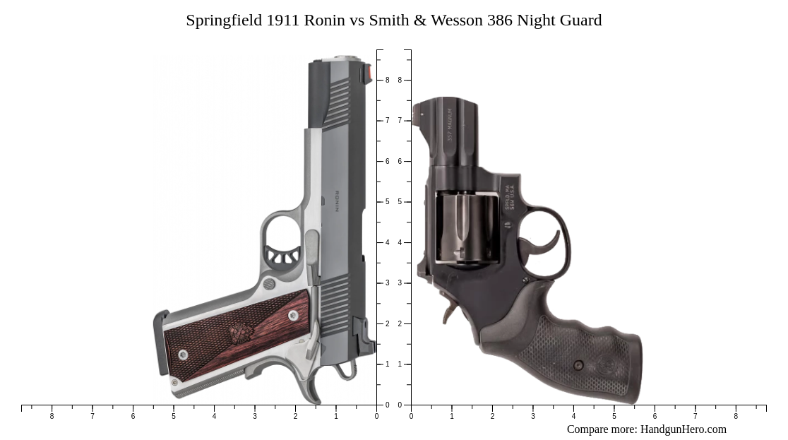 Springfield 1911 Ronin vs Smith & Wesson 386 Night Guard size ...
