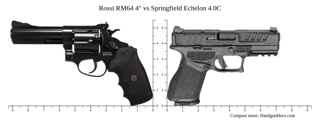 Rossi RM64 4" vs Springfield Echelon 4.0C size comparison | Handgun Hero