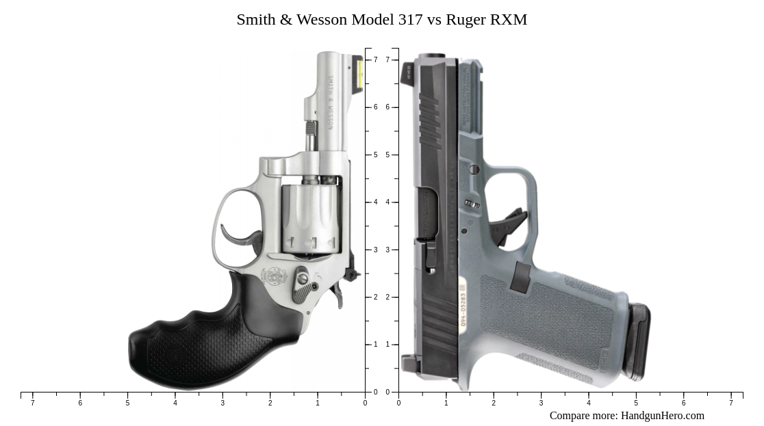 Smith & Wesson Model 317 vs Ruger RXM size comparison | Handgun Hero