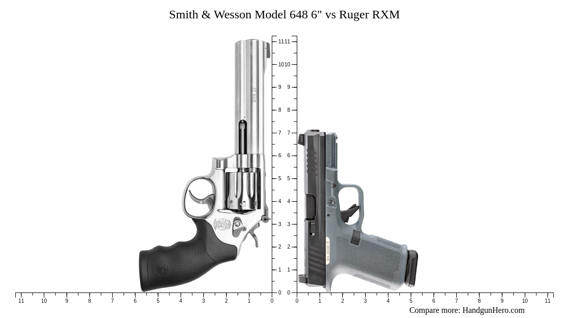 Smith & Wesson Model 648 6" vs Ruger RXM size comparison | Handgun Hero
