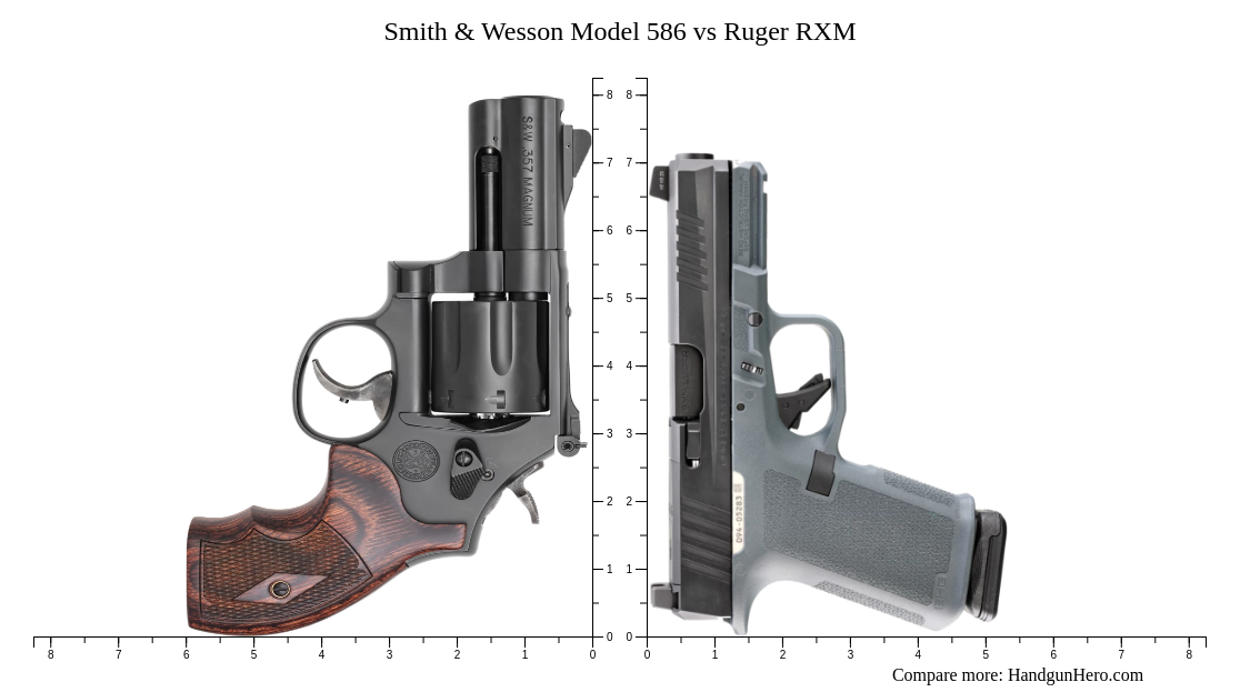 Smith & Wesson Model 586 vs Ruger RXM size comparison | Handgun Hero