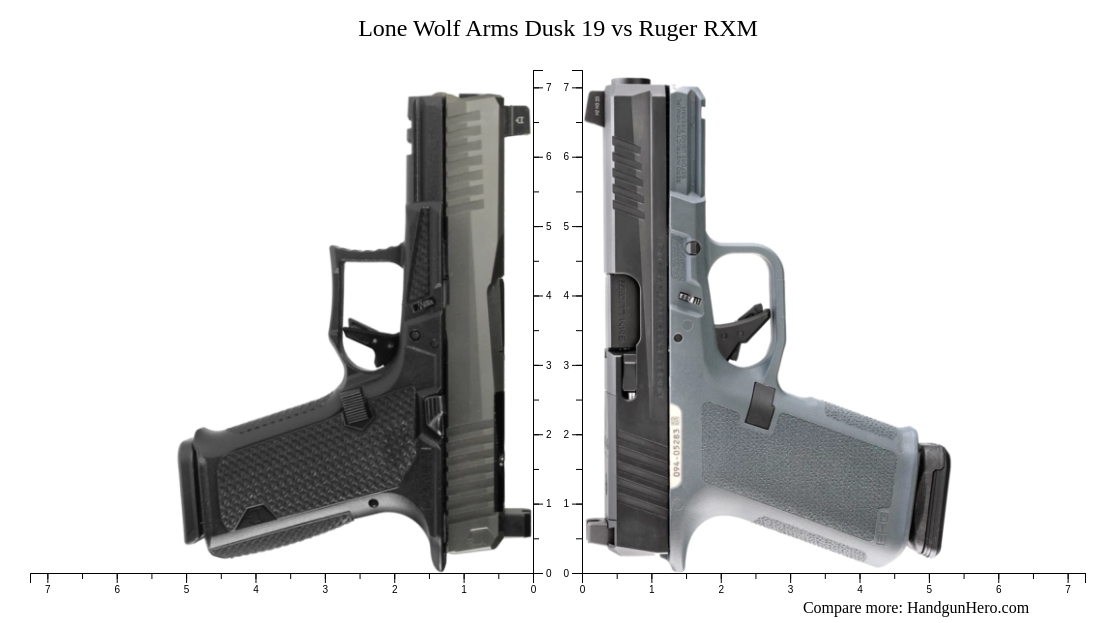 Lone Wolf Arms Dusk 19 vs Ruger RXM size comparison | Handgun Hero
