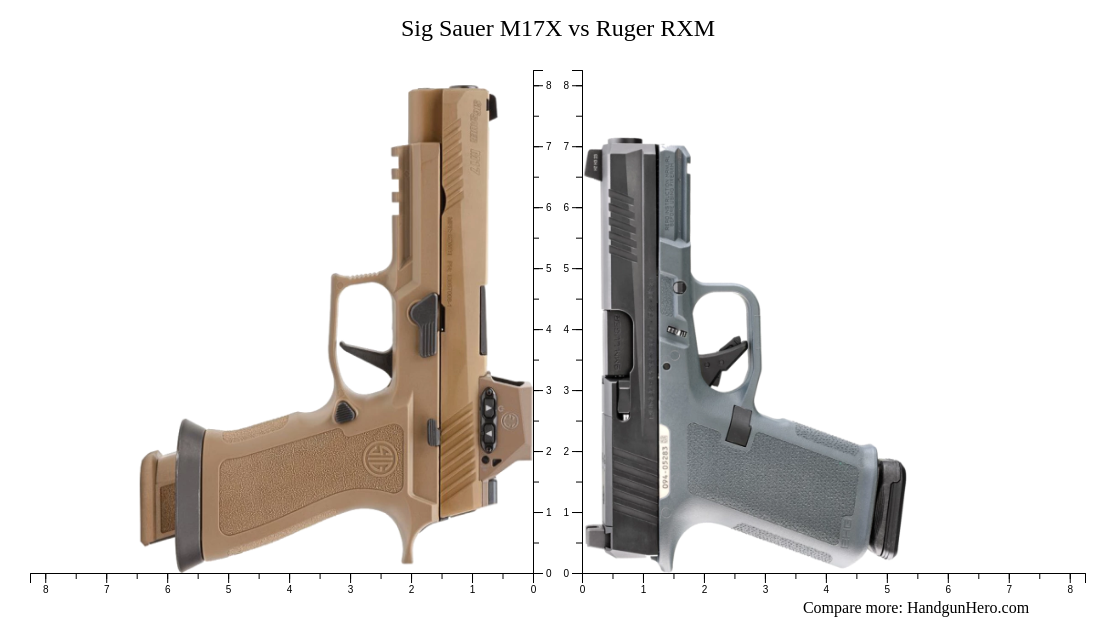 Sig Sauer M17X vs Ruger RXM size comparison | Handgun Hero
