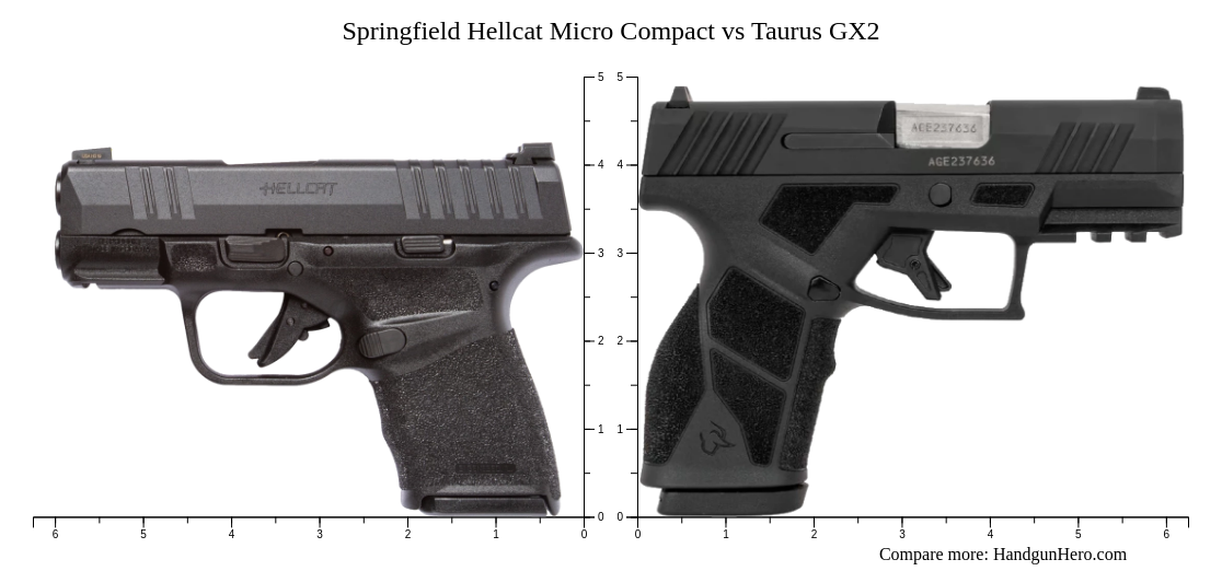Springfield Hellcat Micro Compact vs Taurus GX2 size comparison ...