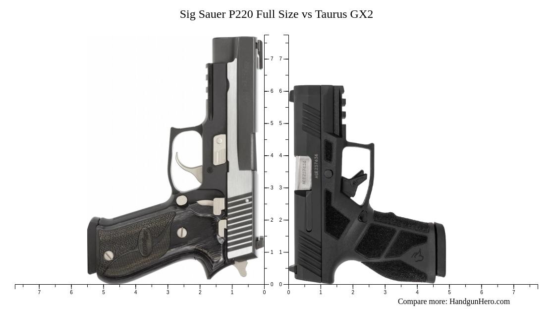 Sig Sauer P220 Full Size vs Taurus GX2 size comparison | Handgun Hero