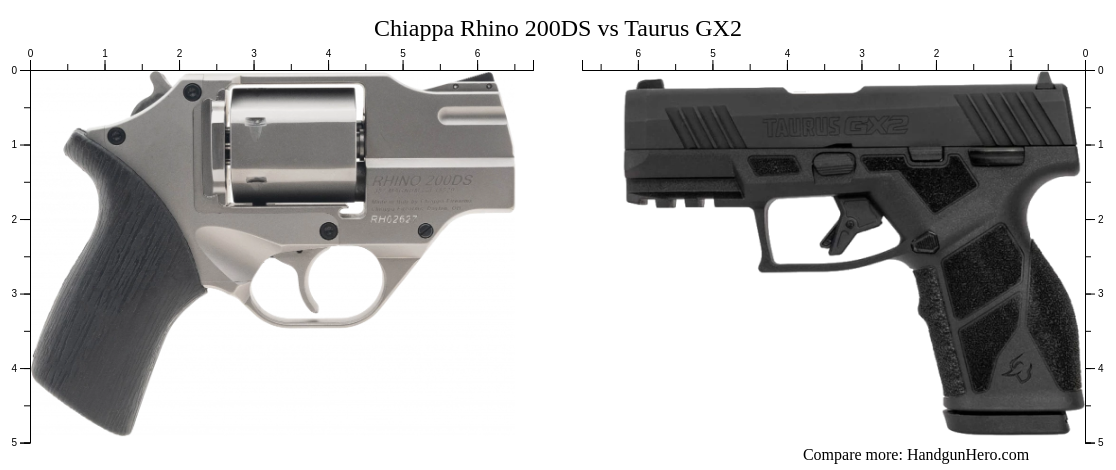 Chiappa Rhino 200DS vs Taurus GX2 size comparison | Handgun Hero