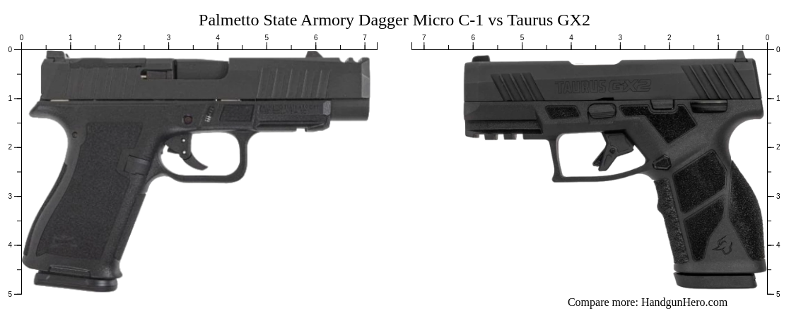 Palmetto State Armory Dagger Micro C-1 vs Taurus GX2 size comparison ...