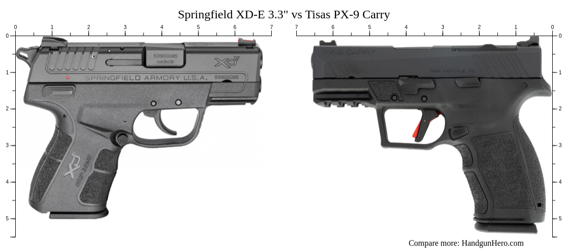 Springfield XD-E 3.3" vs Tisas PX-9 Carry size comparison | Handgun Hero