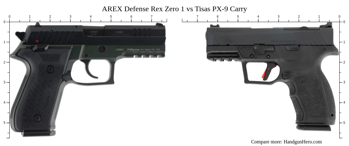 AREX Defense Rex Zero 1 vs Tisas PX-9 Carry size comparison | Handgun Hero
