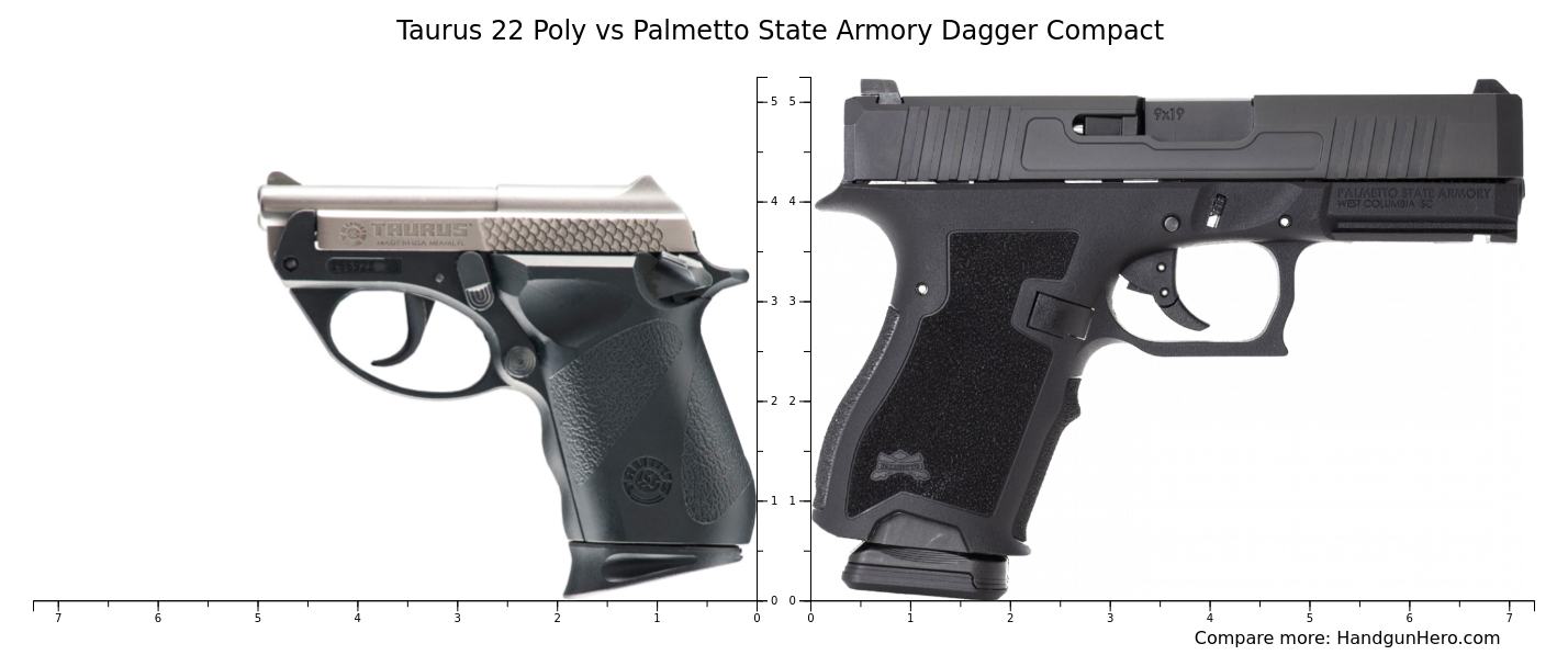 Taurus 22 Poly vs Palmetto State Armory Dagger Compact size comparison ...