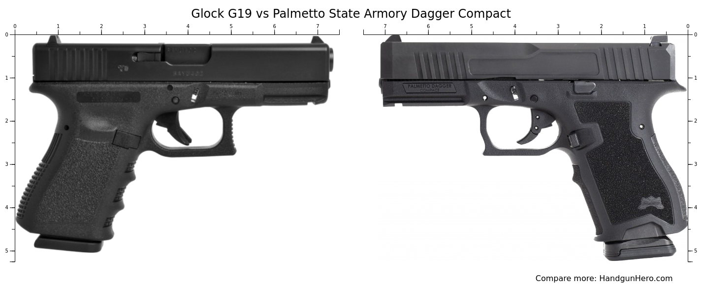 Glock G19 vs Palmetto State Armory Dagger Compact size comparison ...