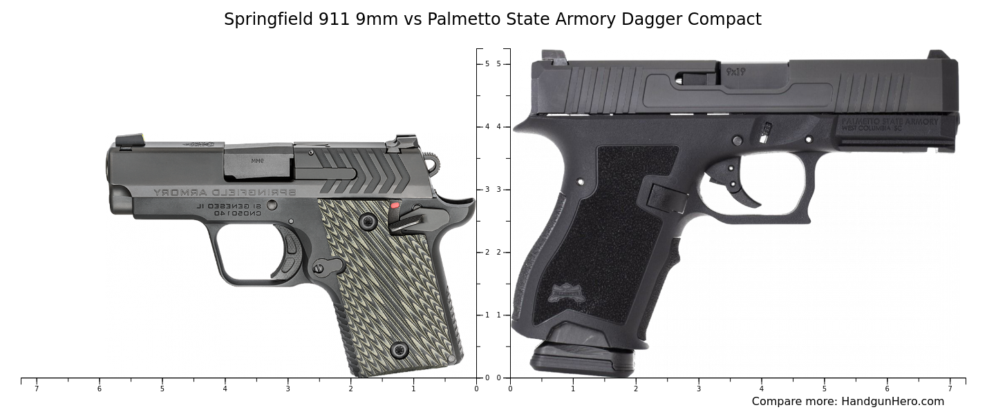 Springfield 911 9mm vs Palmetto State Armory Dagger Compact size ...