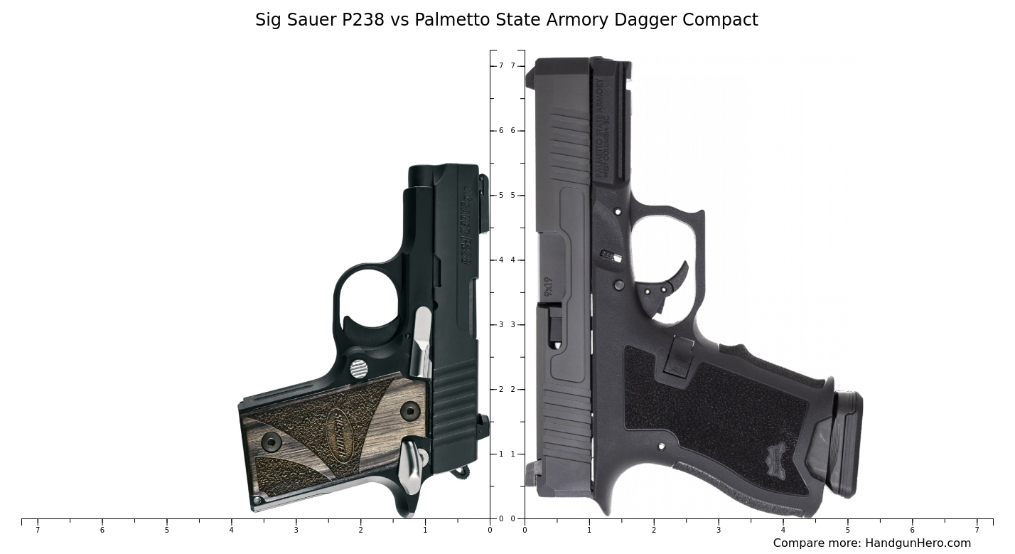 Sig Sauer P238 vs Palmetto State Armory Dagger Compact size comparison ...